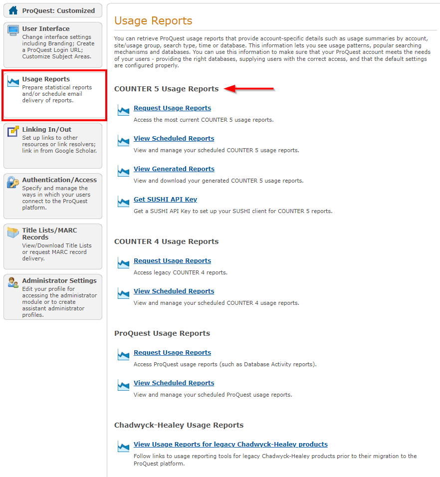 ProQuest Administrator Module Overview - Usage Reports